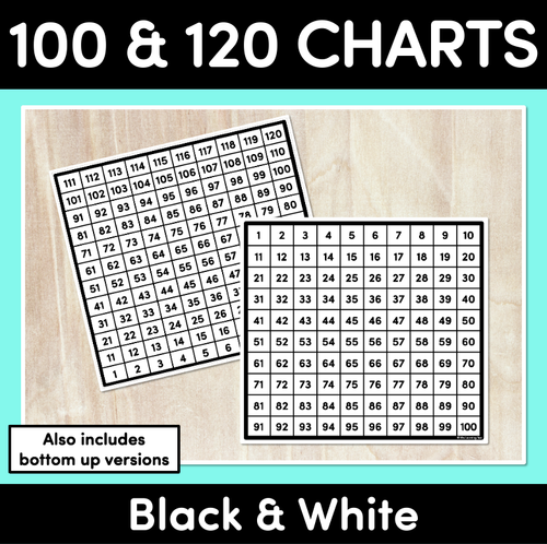 100 CHART & 120 CHART TEMPLATES - Black & White - Mrs Learning Bee