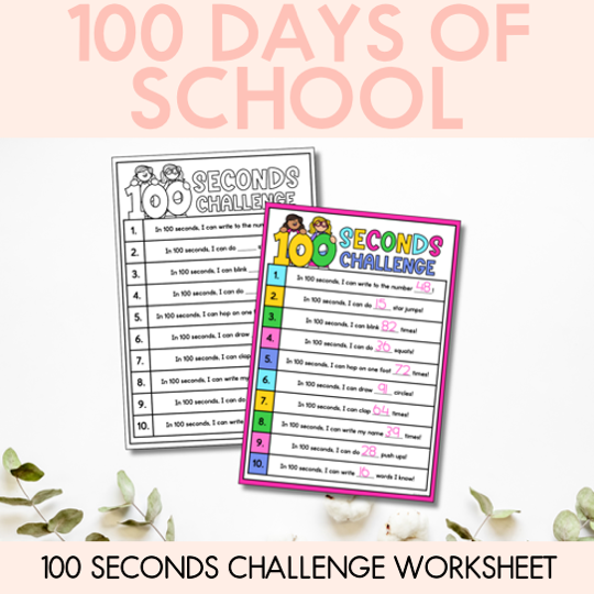 100 Days of School - 100 Seconds Challenge - Mrs Learning Bee