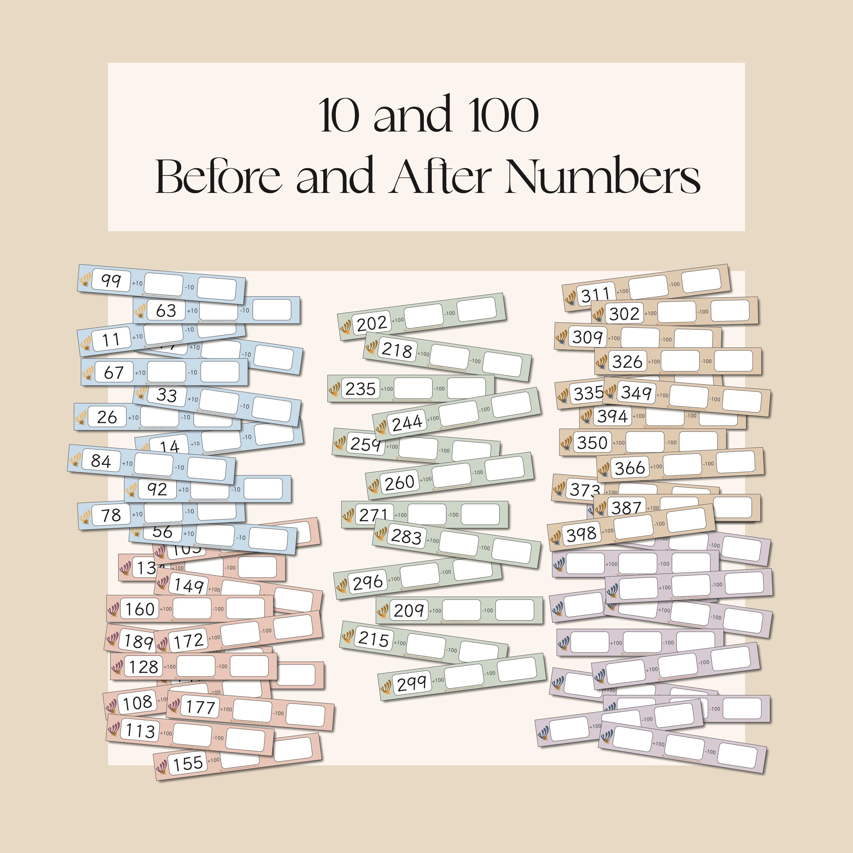 10 and 100 Before and After Numbers - Mrs Learning Bee