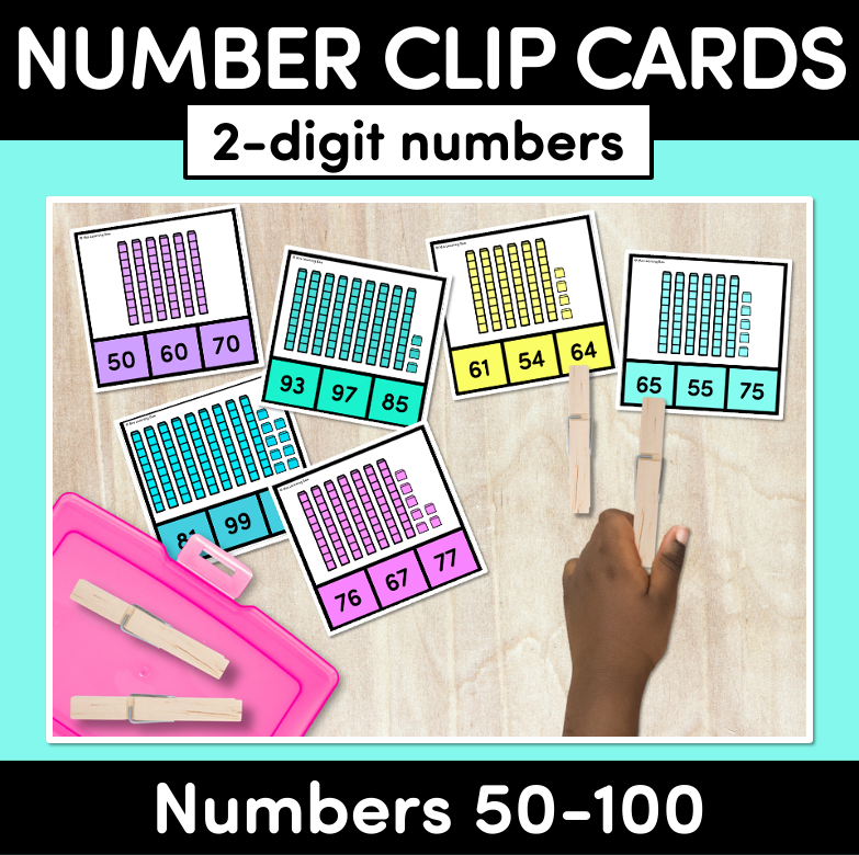 2-DIGIT NUMBER CLIP CARDS: 50-100 - Mrs Learning Bee