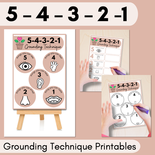 5-4-3-2-1 Grounding Technique Printables - Mrs Learning Bee