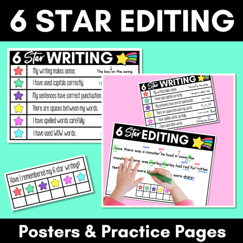 6 Star Editing Checklist - Re-read, Edit and Review Writing - Posters ...
