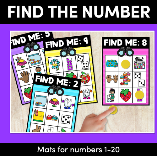 Kindergarten Math Game - Find the Number - 1-20 - Mrs Learning Bee