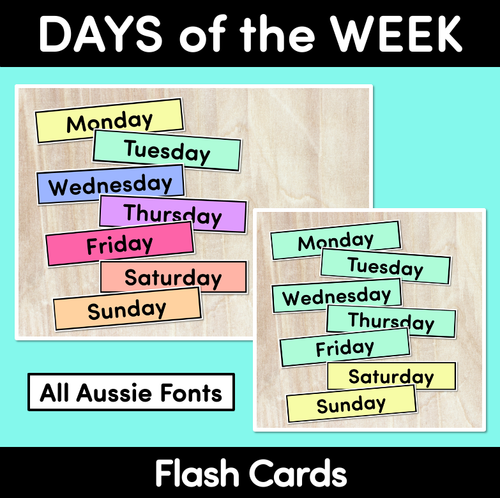 Days of the Week Flash Cards - Mrs Learning Bee