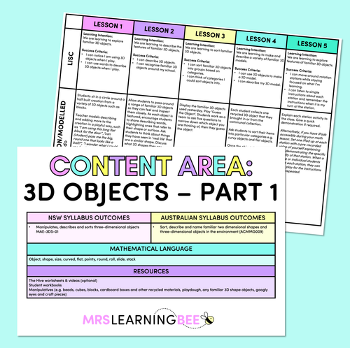 3D Objects Part 1 - Kindergarten/Foundation Program - Mrs Learning Bee