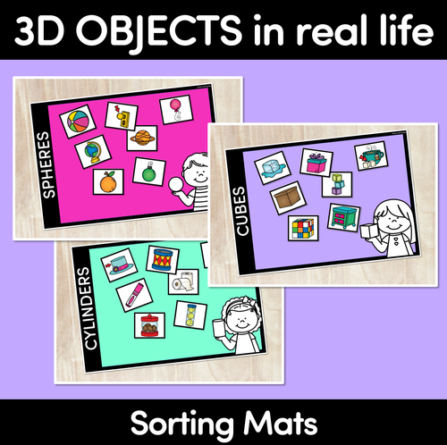 3D Objects in Real Life - Sorting Mats - Mrs Learning Bee