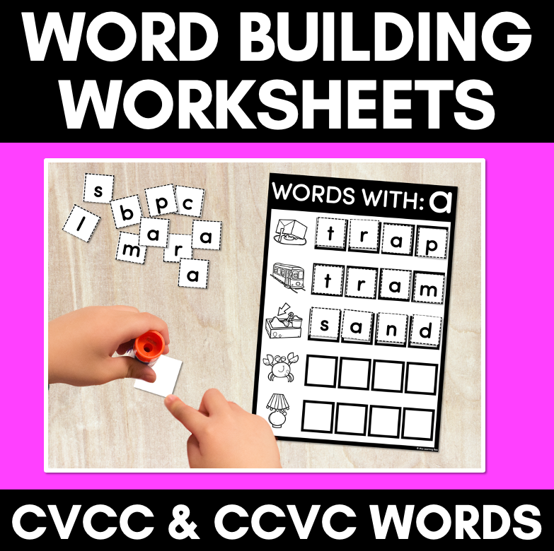 CVCC CCVC WORD BUILDING WORKSHEETS - Cut & Paste Phonics Printables ...