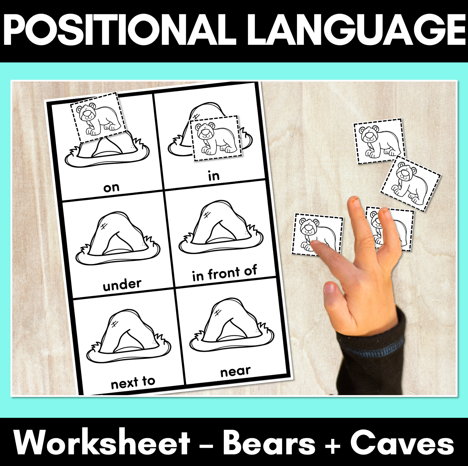 Positional Language Printable - Position Words with Bears + Caves - Mrs ...