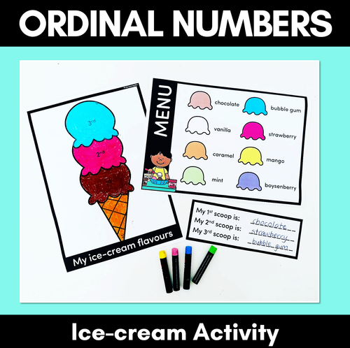 Ordinal Numbers Activity with Ice-Cream Scoops - Mrs Learning Bee