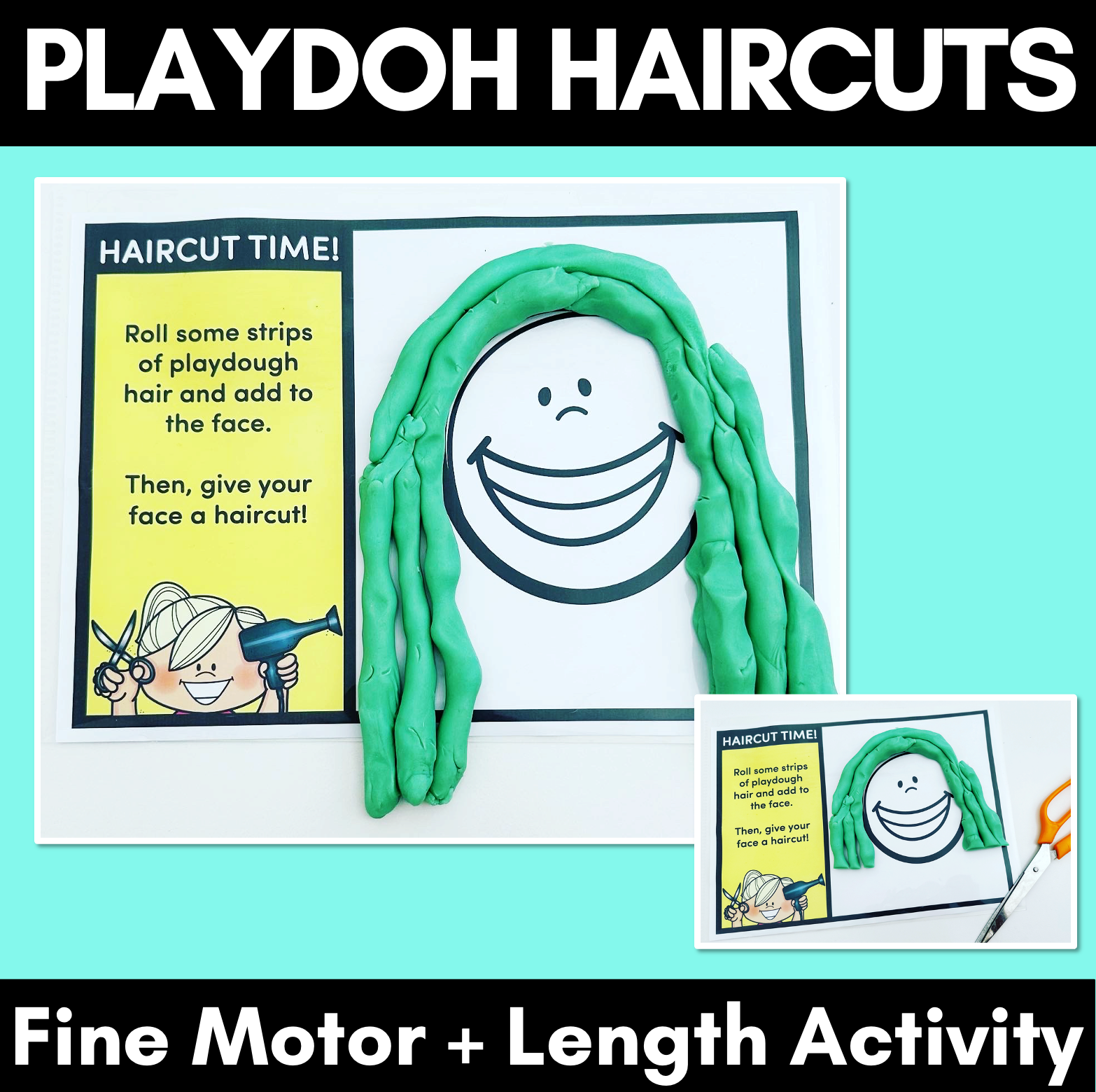 Playdough Haircuts - Fine Motor and Length Activity - Mrs Learning Bee