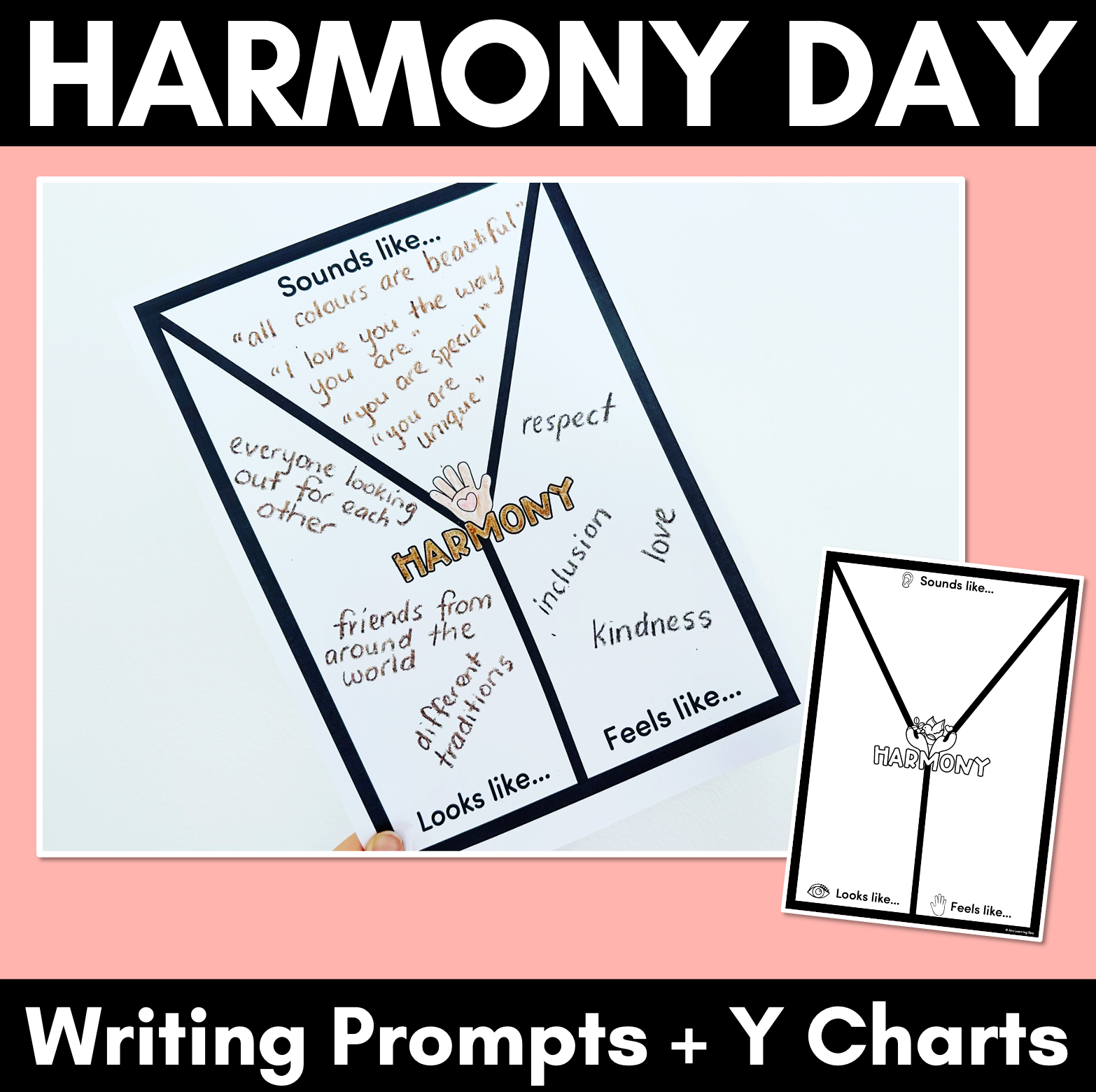 Harmony Day Writing Prompts & Y-Chart Brainstorm Pages - Mrs Learning Bee