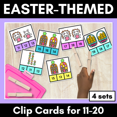 Easter-themed Activities - Clip Cards for Numbers 11-20 - Mrs Learning Bee