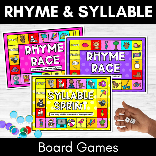 Phonological Awareness Board Games - Rhyme & Syllable Games for ...
