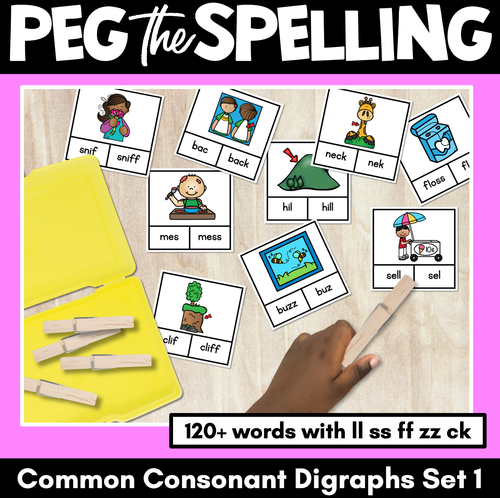 Consonant Digraphs ll ff zz ss ck - FLOSS Rule Clip Cards - Mrs ...
