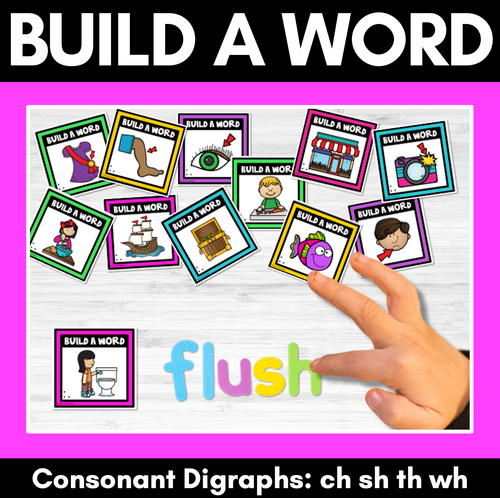 CH SH TH WH Consonant Digraph Word Building Cards - Mrs Learning Bee