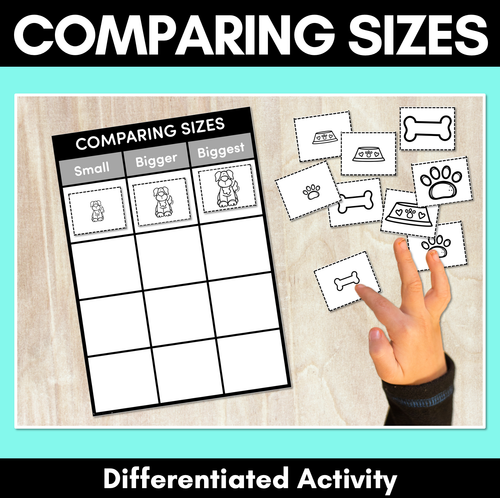 Comparing Sizes - Cut & Paste Worksheets - Mrs Learning Bee