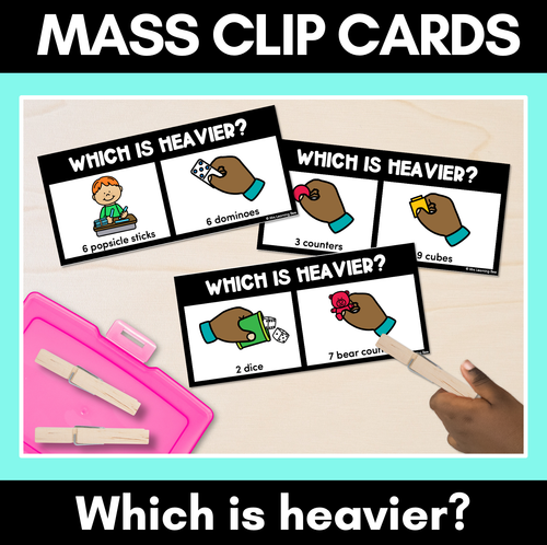 Mass Clip Cards - Which is heavier? - Mrs Learning Bee