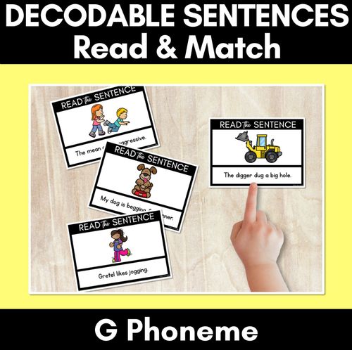 G Phoneme Decodable Sentences - Read and Match - Mrs Learning Bee