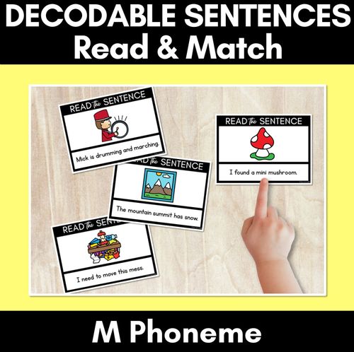 M Phoneme Decodable Sentences - Read and Match - Mrs Learning Bee