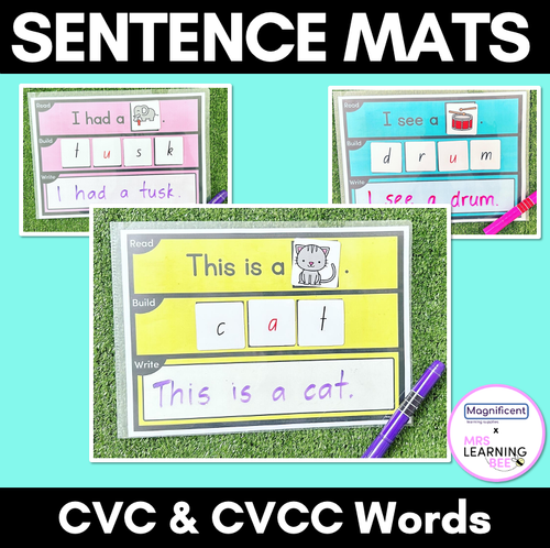 Sentence Mats for CVC Words & CVCC CCVC Words - Mrs Learning Bee