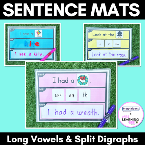 Sentence Mats for Long Vowels & Split Digraphs - Mrs Learning Bee