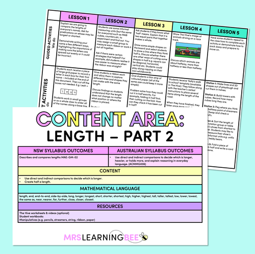Length Part 2 - Kindergarten/Foundation Program - Mrs Learning Bee