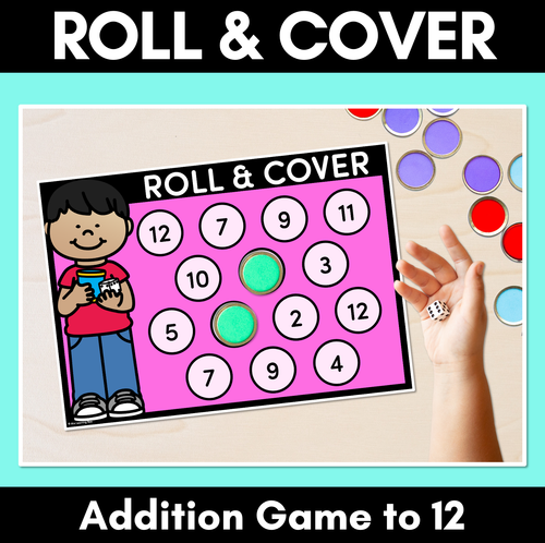 Roll & Cover - Addition to 12 Game - Mrs Learning Bee