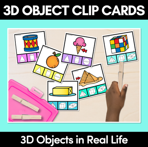 3D Objects in Real Life - Clip Cards - Mrs Learning Bee