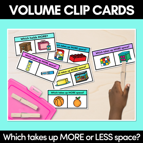 Volume Clip Cards - which takes up more or less space? - Mrs Learning Bee