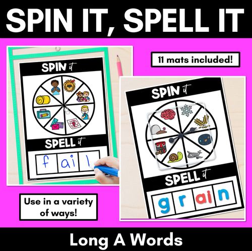SPIN IT SPELL IT LONG VOWEL A WORDS - No Prep Phonics Activities - Mrs ...