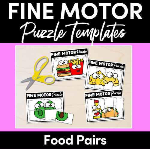 FINE MOTOR PUZZLE TEMPLATES - Food Pairs - Mrs Learning Bee