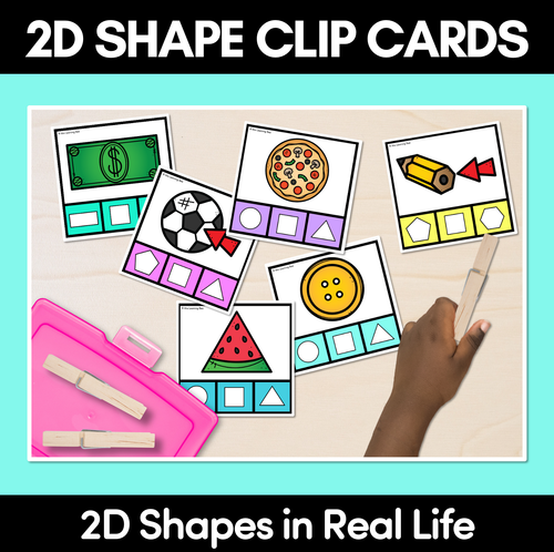 2D Shapes in Real Life - Clip Cards - Mrs Learning Bee