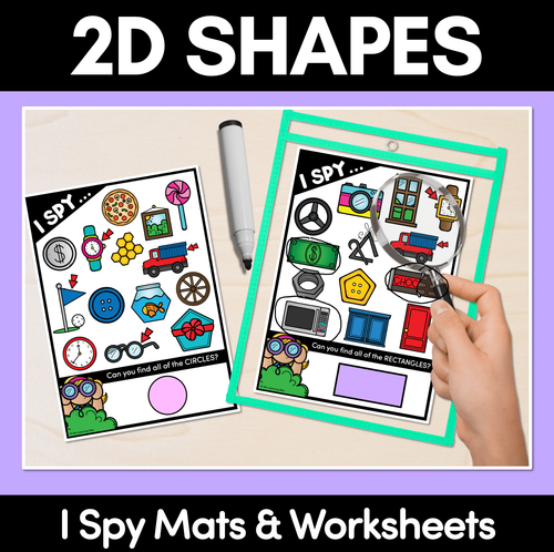 I Spy 2D Shape Mats & Worksheets - Mrs Learning Bee