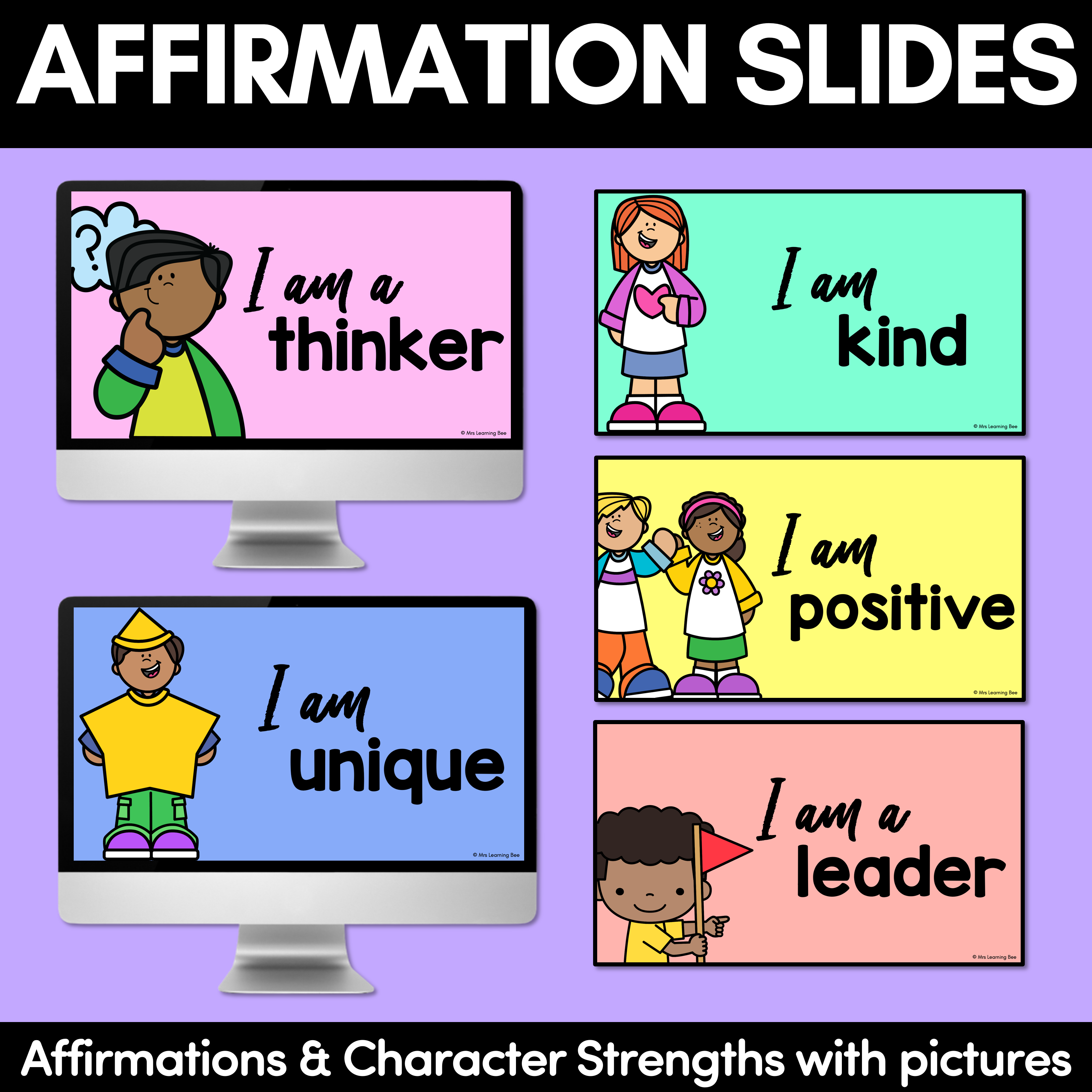 Affirmation Slides with Pictures - RAINBOW BRIGHTS - designed to match ...