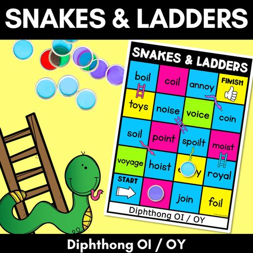 Phonics Game for Diphthong OI / OY Words - Snakes & Ladders - Mrs Learning Bee