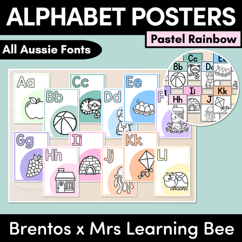 ALPHABET POSTERS - The Brentos Collection - Pastel Rainbow - Mrs ...