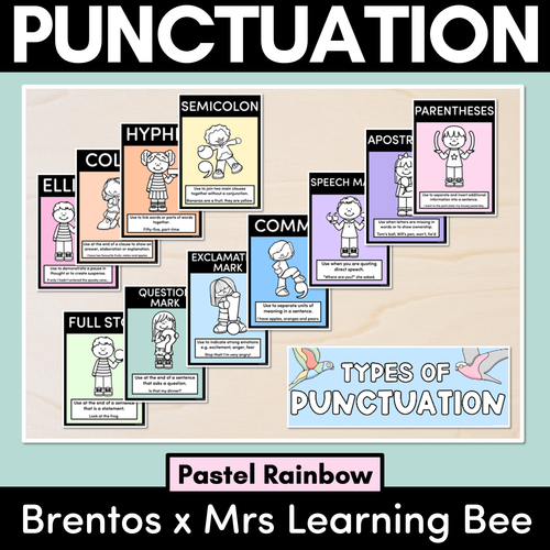 PUNCTUATION POSTERS - The Brentos Collection - Pastel Rainbow - Mrs ...