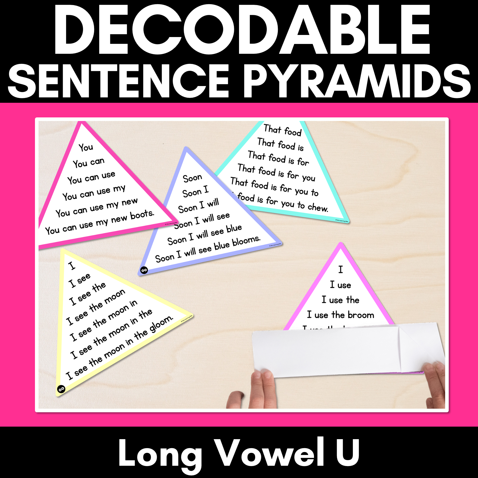 LONG VOWEL U WORDS - Decodable Sentences Pyramids - Phonics Fluency ...