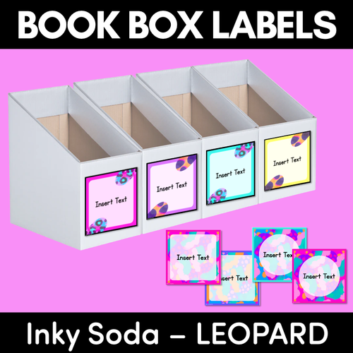 BOOK BOX HOLDER EDITABLE LABELS - Inky Soda LEOPARD Collection - Mrs ...