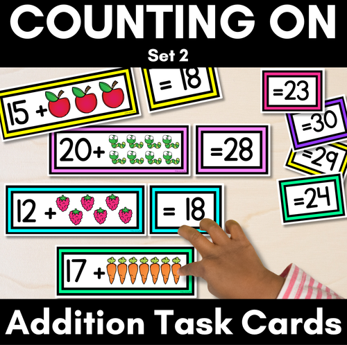 Counting On Addition Task Cards for Kindergarten and Grade 1 - Addition ...