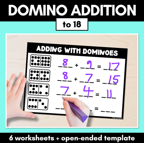 Domino Addition Worksheets - Addition to 18 & Open-Ended Template - Mrs ...