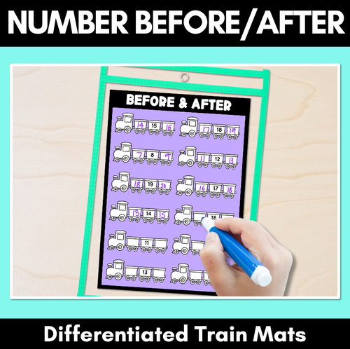 Number Before & After Train Mats - Mrs Learning Bee