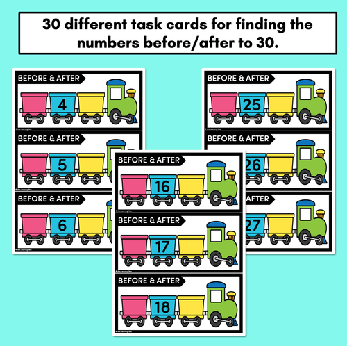 Number Before & After Train Task Cards - Mrs Learning Bee Number Before & After Train Task Cards - Mrs Learning Bee