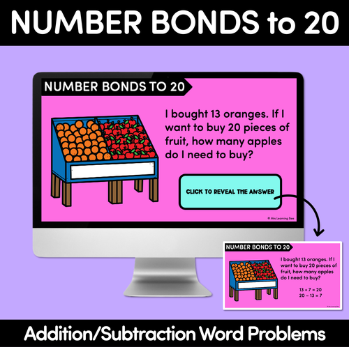 Number Bonds to 20 Digital Story Slides - Word Problems for Addition ...