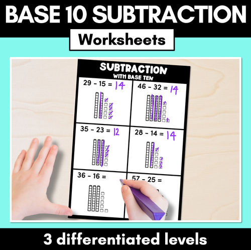 Base 10 Subtraction Worksheets - Mrs Learning Bee