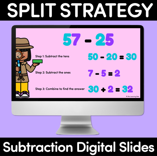 Split Strategy Subtraction Digital Slides for 2-Digit Numbers ...