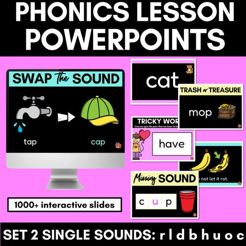 Kindergarten Phonics PowerPoints Set 2- r l d b h u o c - Mrs Learning Bee