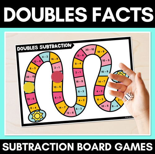 Doubles Fact Subtraction Board Games - Mrs Learning Bee