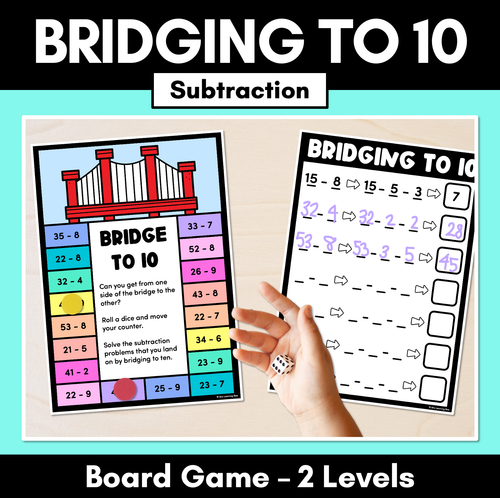 Bridging to 10 Subtraction Board Game - Mrs Learning Bee