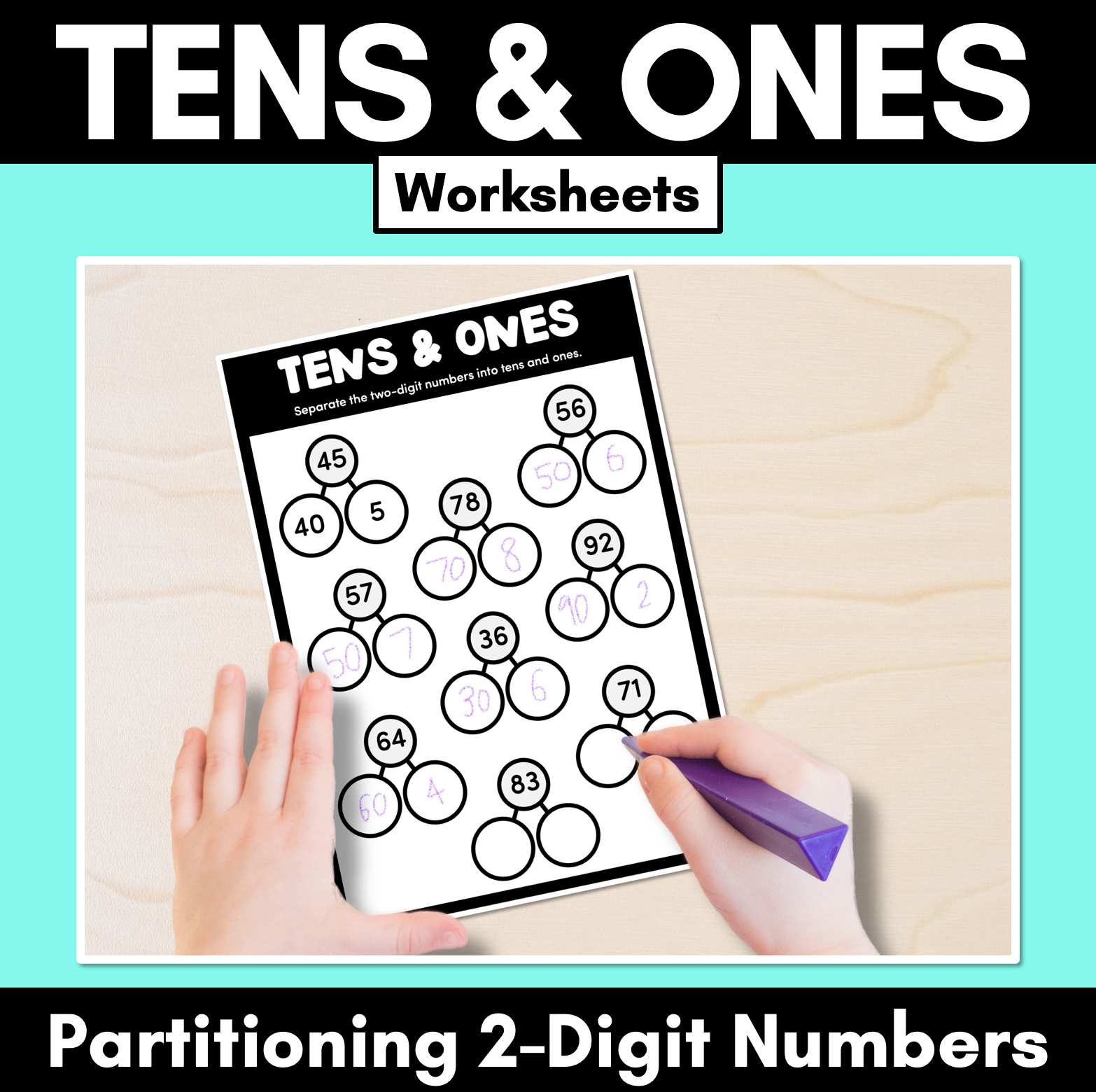 Tens & Ones Worksheets - Partitioning 2-Digit Numbers - Mrs Learning Bee